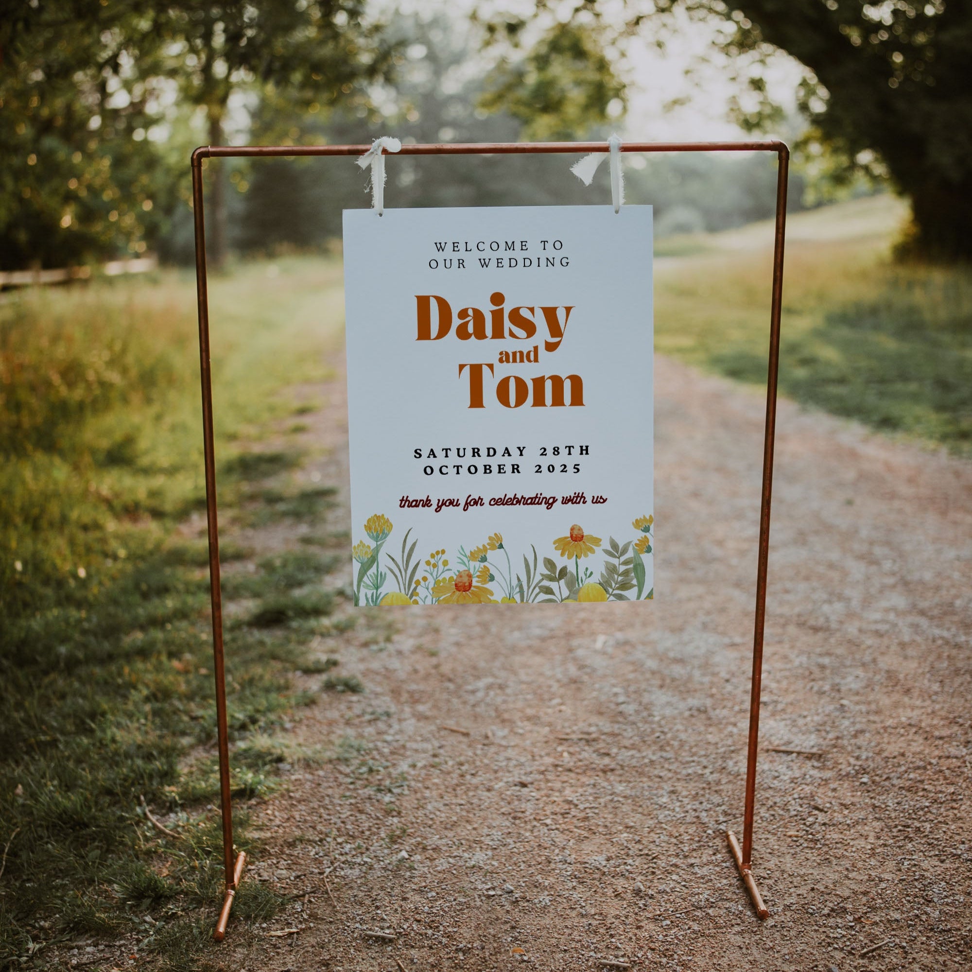 Buttercup Hanging Welcome Sign – Satin & Silk Stationery