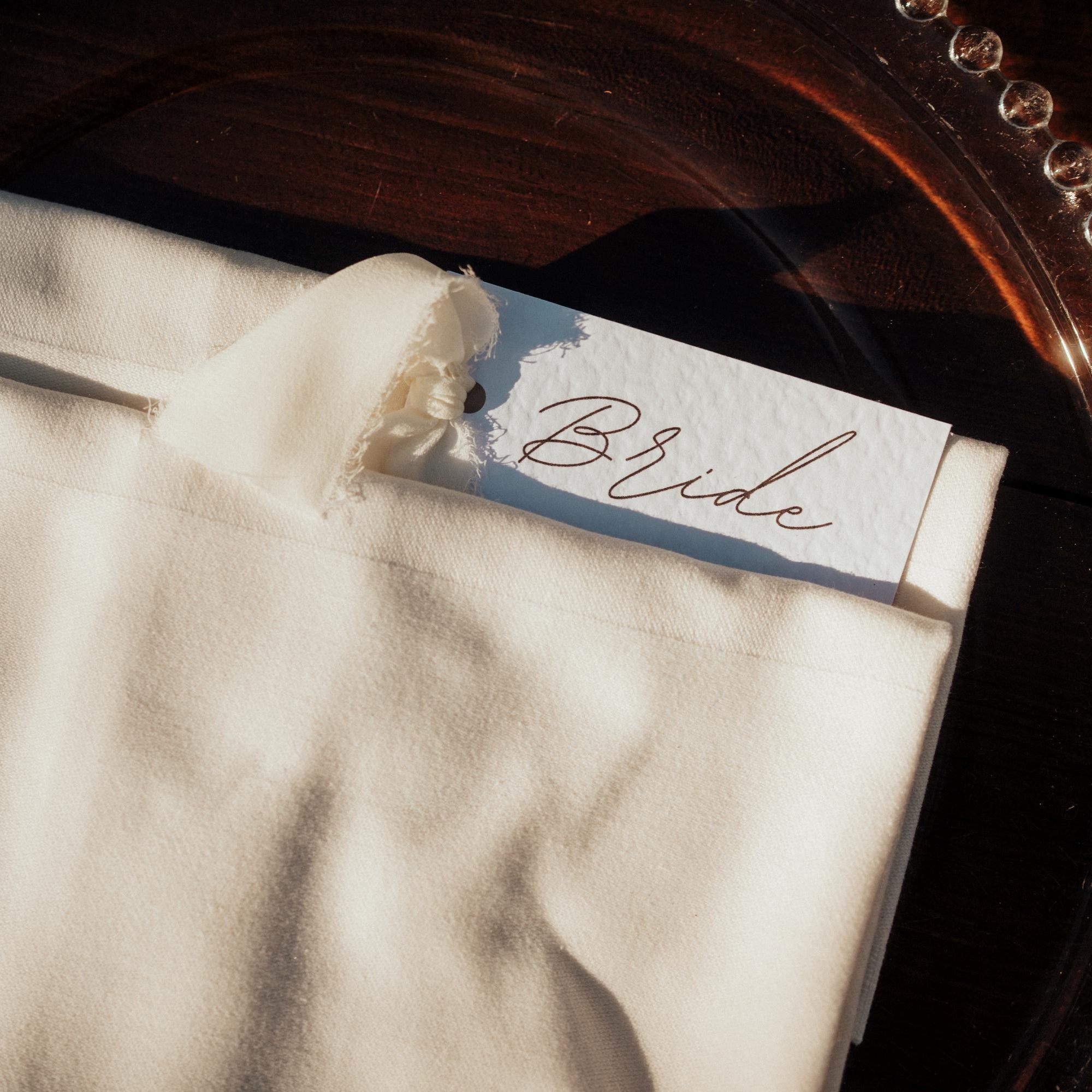 Chiffon Name Place Cards - BD Script – Satin & Silk Stationery